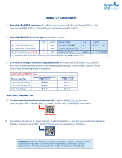 Resources Healthcare Professionals - Dyspraxia DCD America